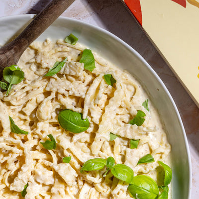 Baked Manfredi Lunghi Pasta with Butternut Squash Sauce and Sausage ...